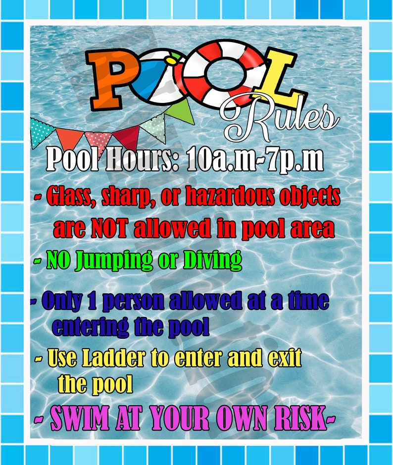 Pool Rules Sign Png Digital Download - Etsy