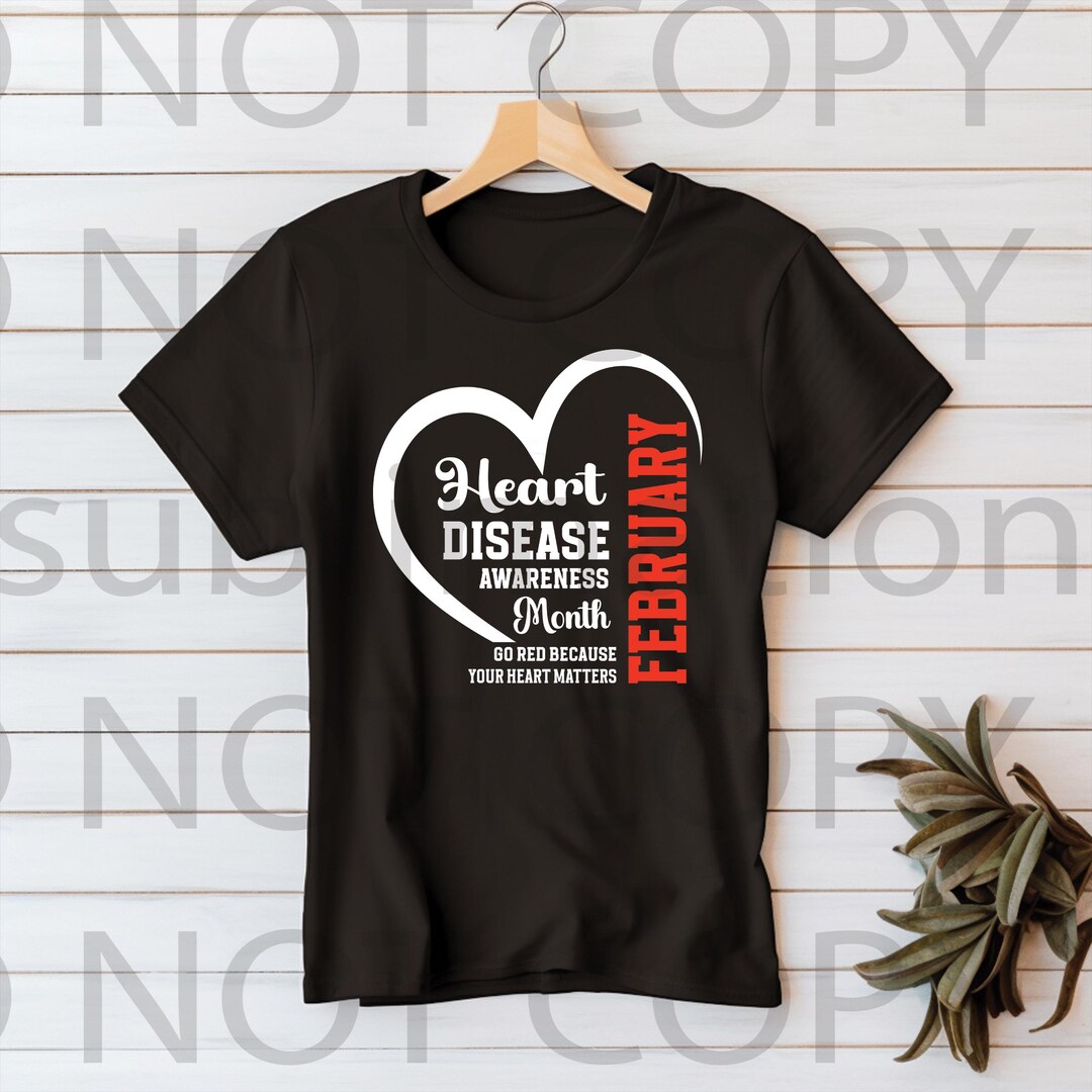 DTF Heart Disease Awareness Transfer Ready to Press - Etsy
