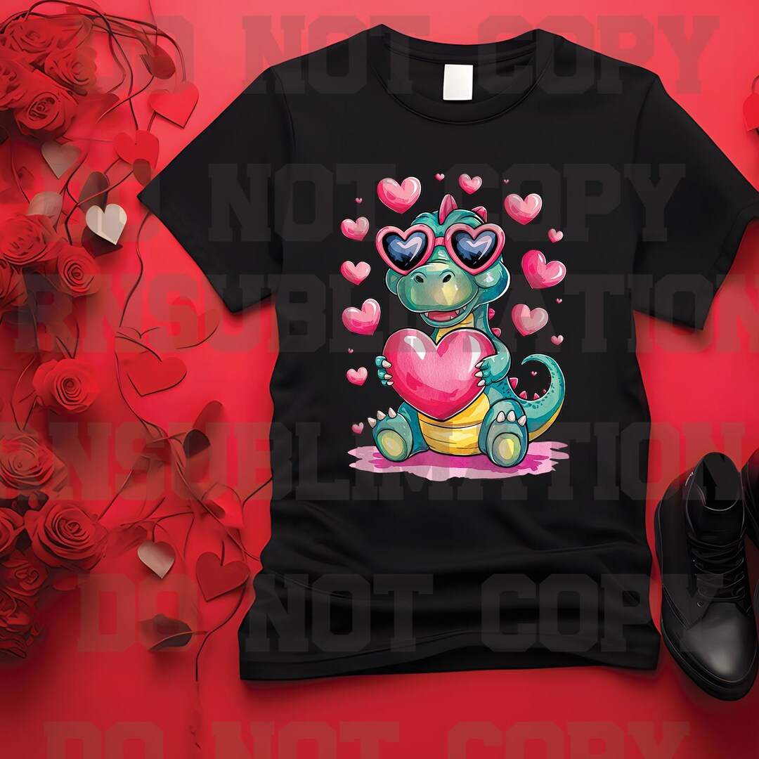 DFT Valentine Dinosaur Transfer Ready to Press Shirt Transfer - Etsy