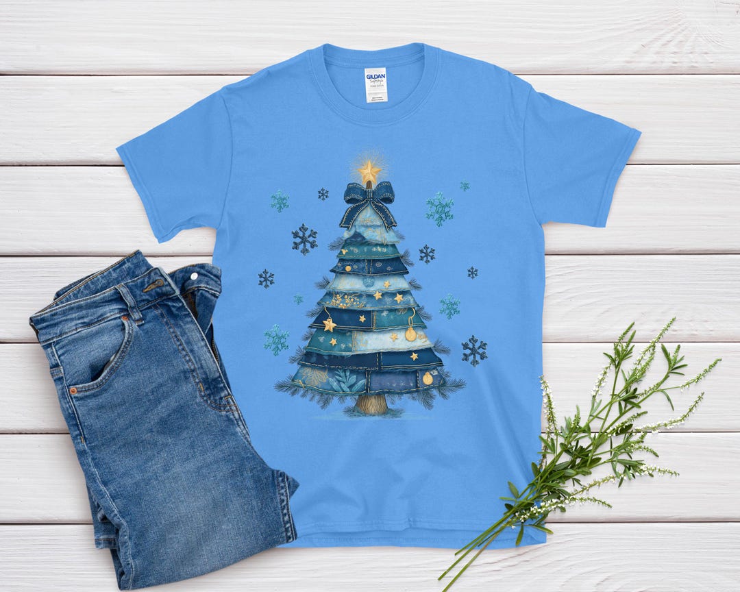 DTF Blue Jean Christmas Tree Transfer Ready to Press - Etsy