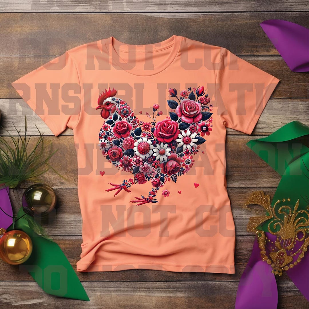 DTF Chicken Roses Valentine Transfer - Etsy