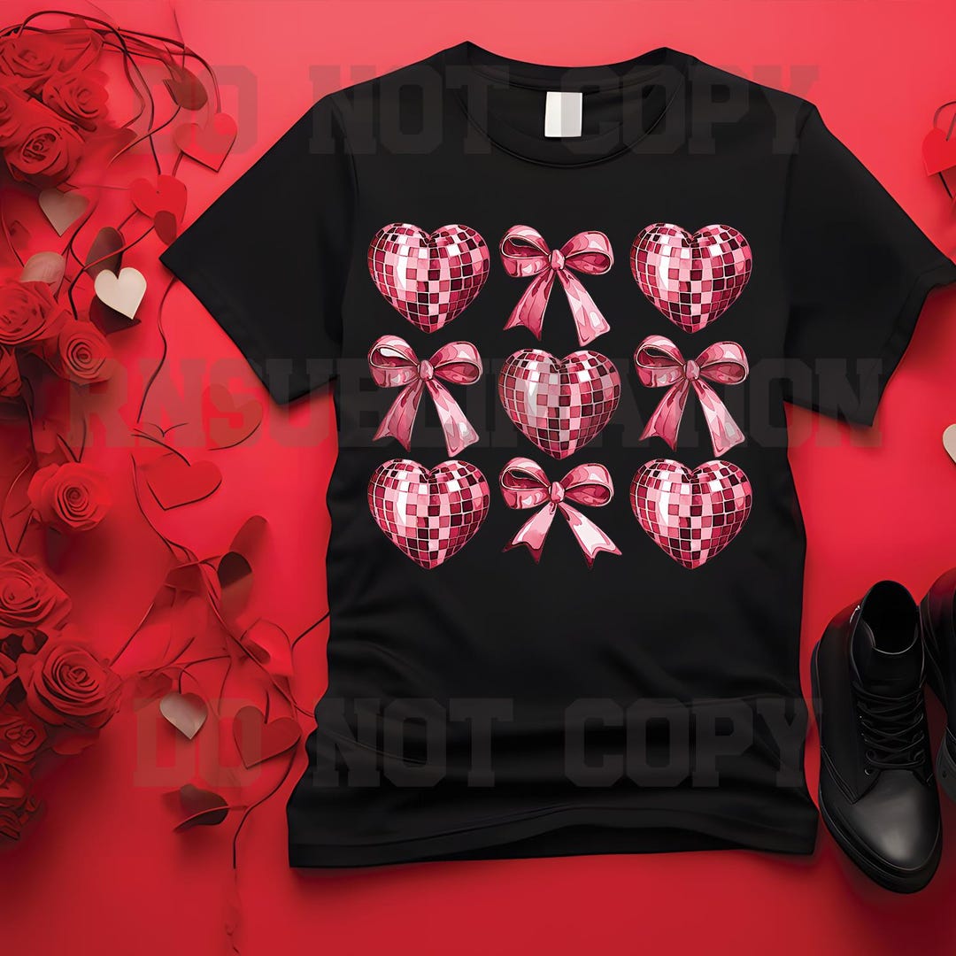 DTF Valentine Heart and Bow Transfers Ready to Press Prints - Etsy