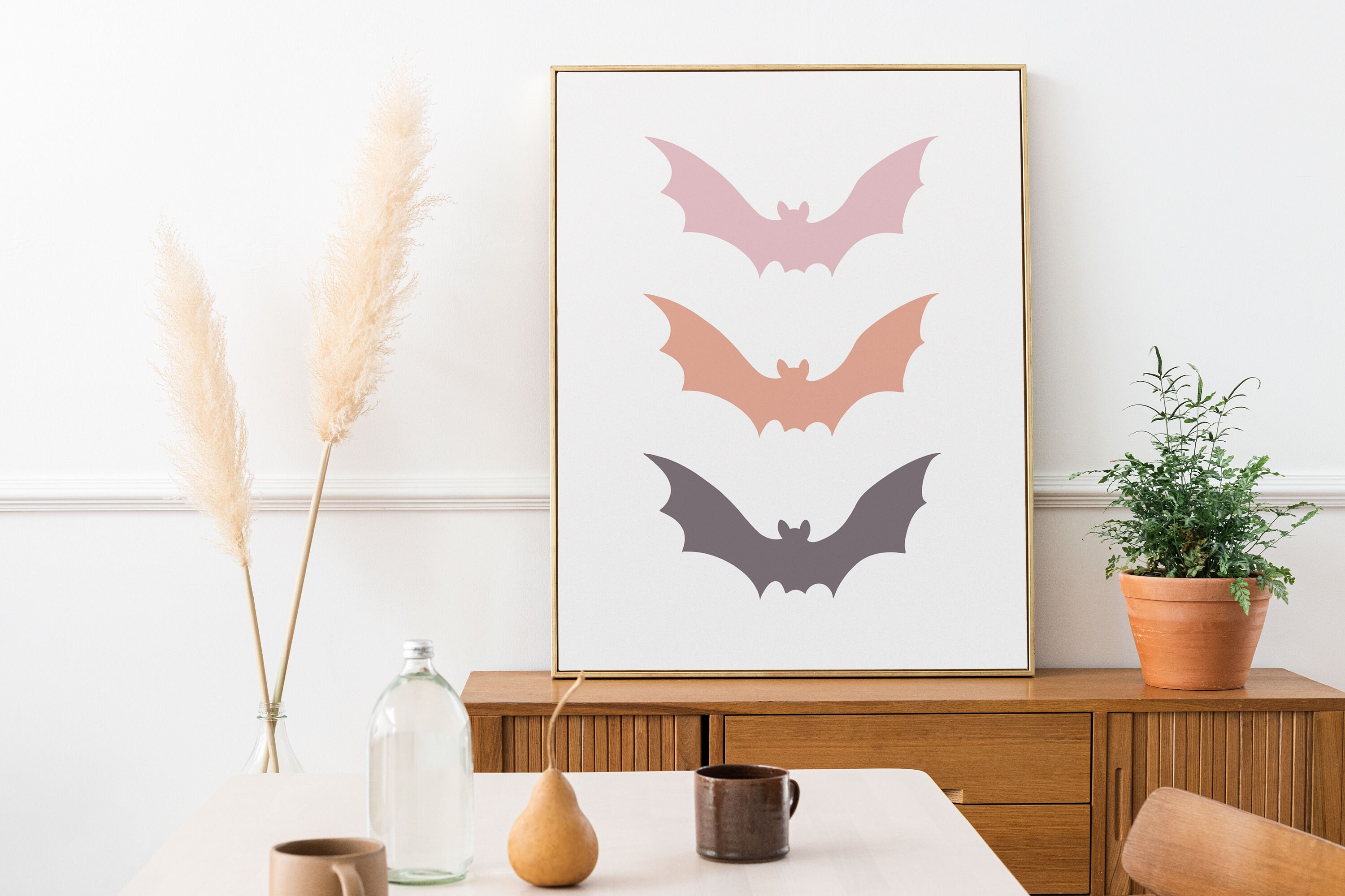 Halloween Bat Wall Art Printable Wall Art Neutral Halloween - Etsy