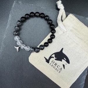 Orca Bracelet: Obsidian, Labradorite & Quartz Natural Gemstones - Etsy