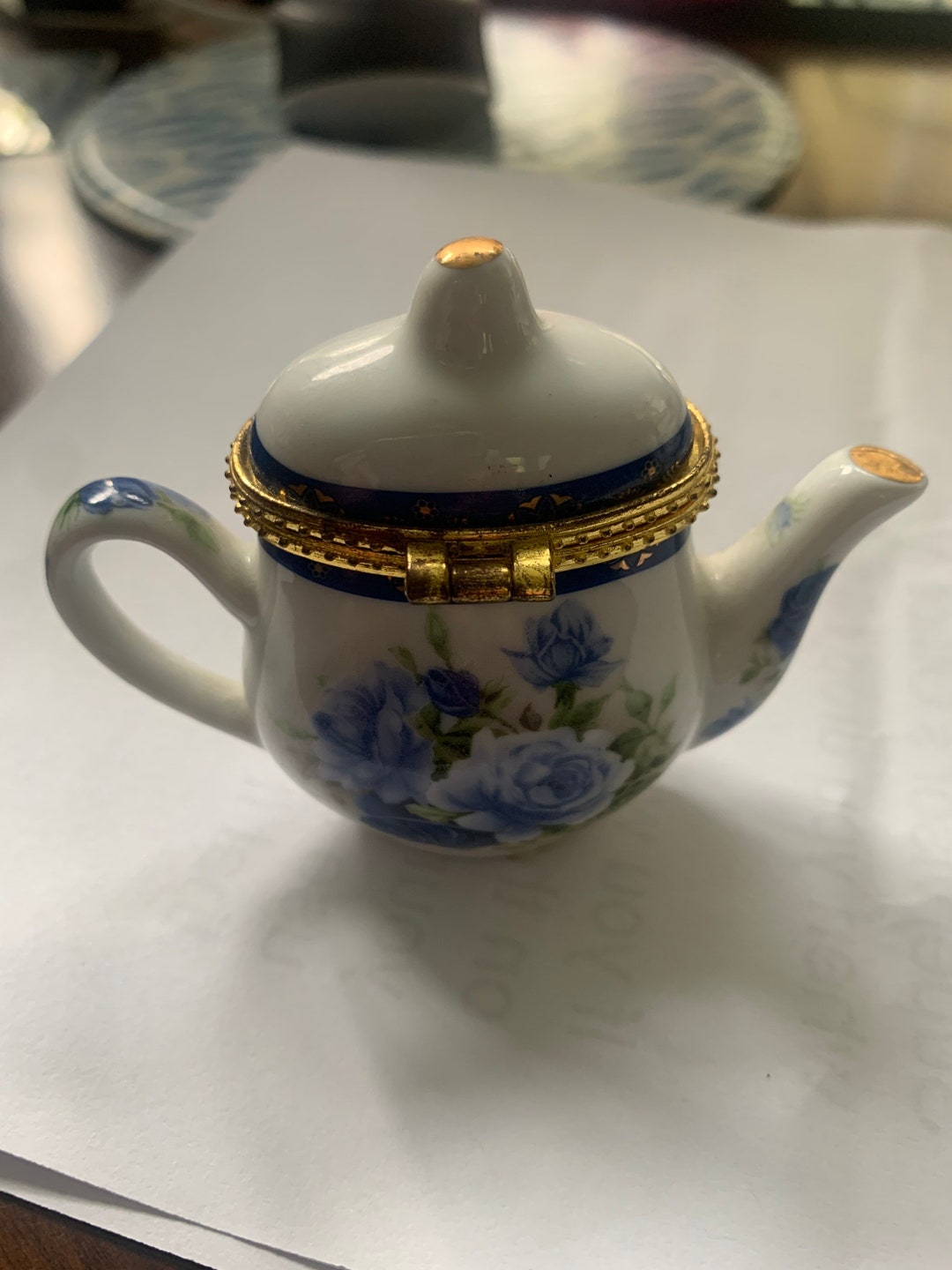 Vintage Tea Pot Hinge Lid Porcelain Trinket Box. Set of Two - Etsy