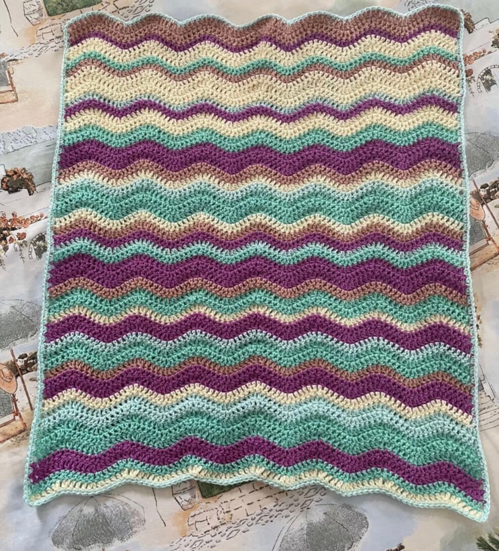 Beginner-friendly Wave Pattern Baby Blanket Crochet Pattern - UK ...
