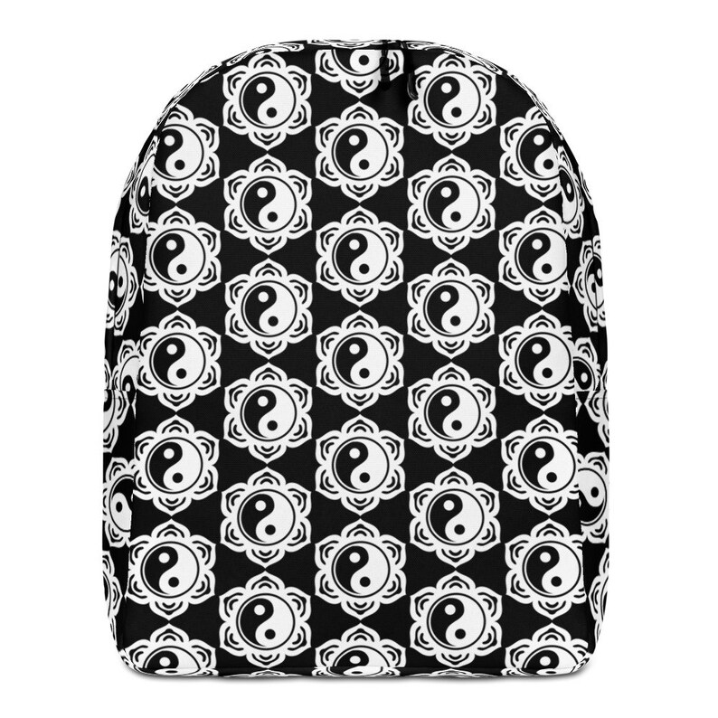 Yin Yang Lotus Flower Motif Minimalist Backpack Mental Health Self Care ...