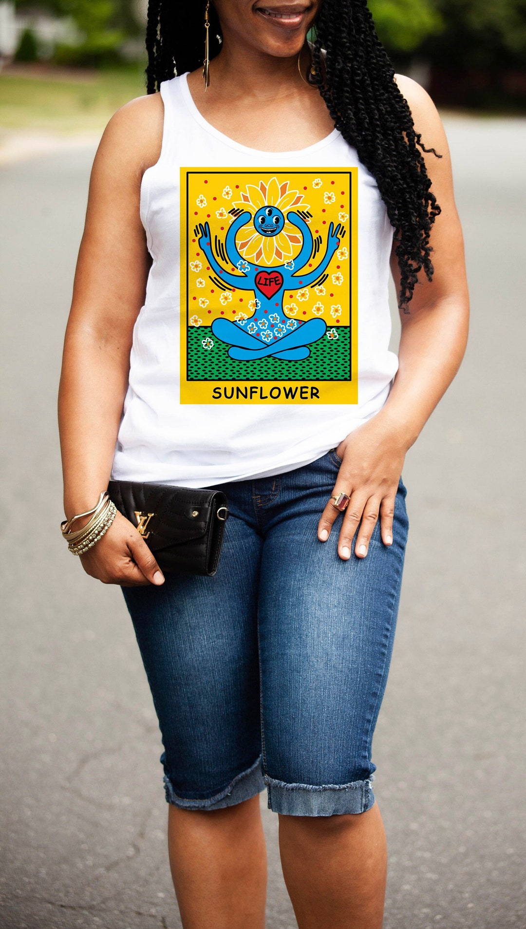 Sunflower Love Life Tarot Oracle Card Tank Pop Art Spiritual New Age ...