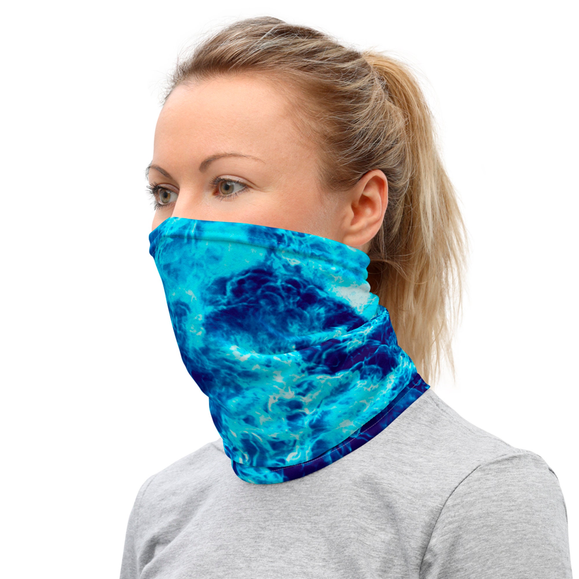 Inferno Blue Fire Flame All Over Print Textured Neck Gaiter Mask Face ...