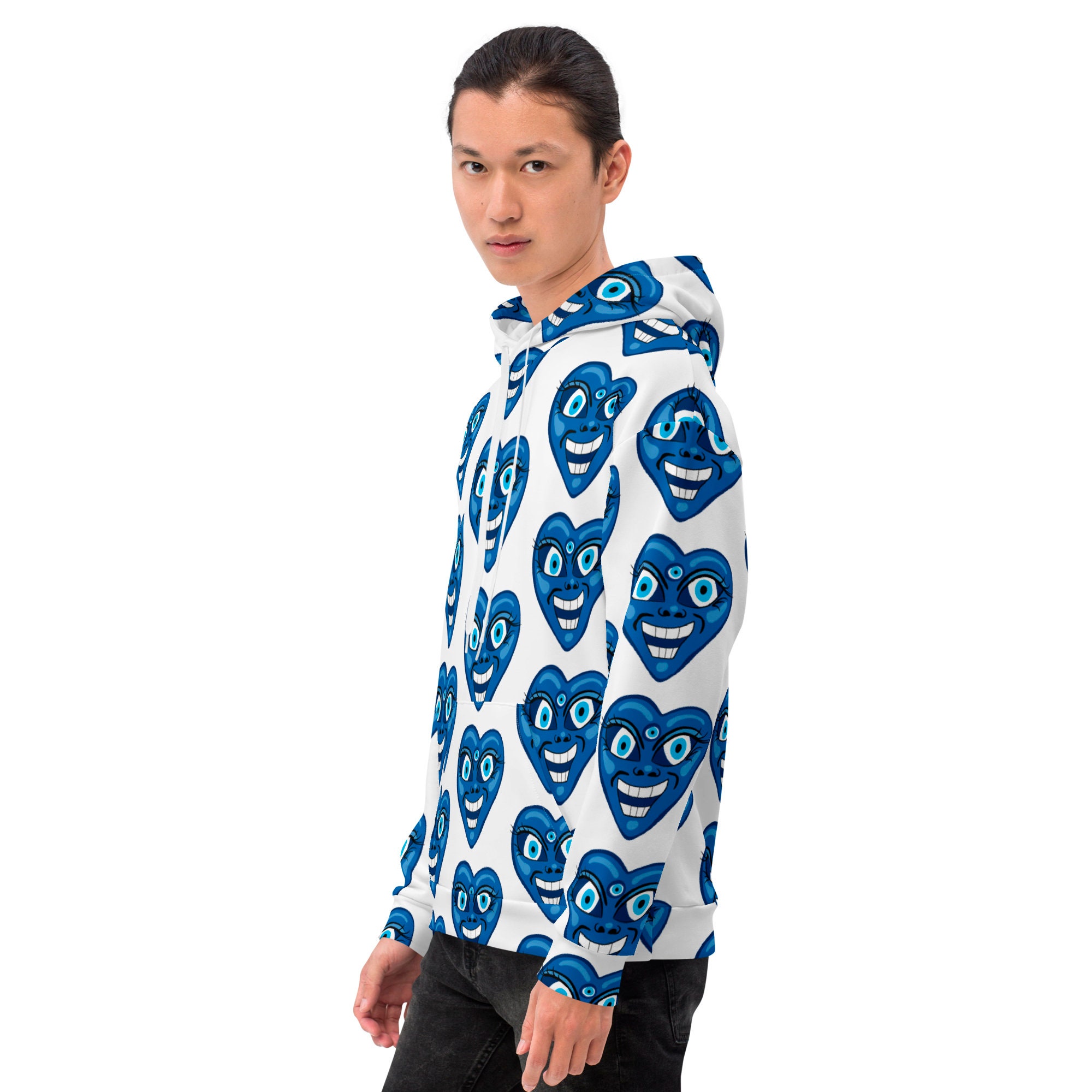 Evil Third Eye Heart Blue Happy Face Emoji All Over Print - Etsy