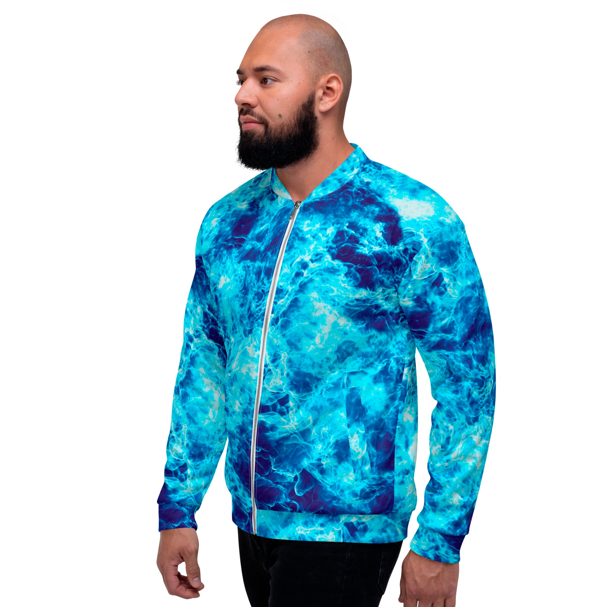 Inferno Blue Fire Flame Bomber Jacket Sport Athletic All Over Print ...