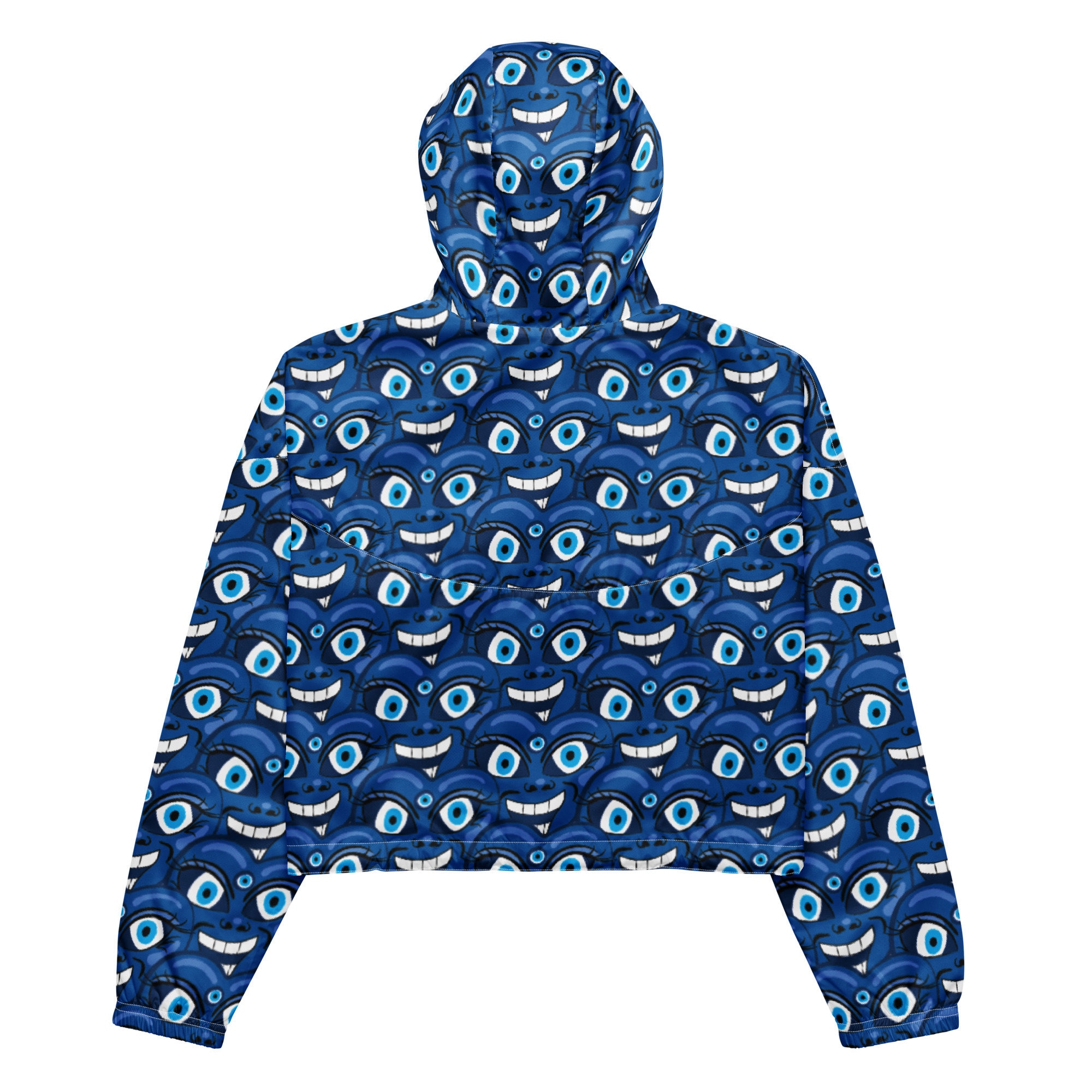 Evil Third Eye Heart Blue Happy Face All Over Print Womens Cropped ...