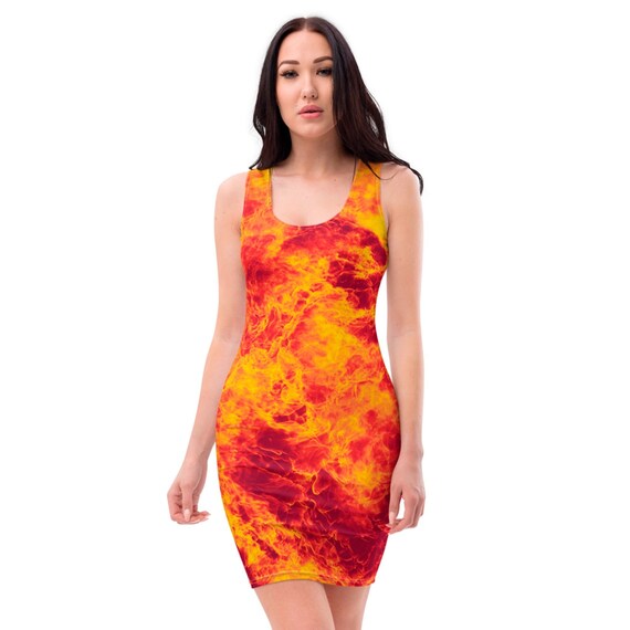 Inferno Red Fire Flame Sublimation Cut & Sew Dress All Over | Etsy