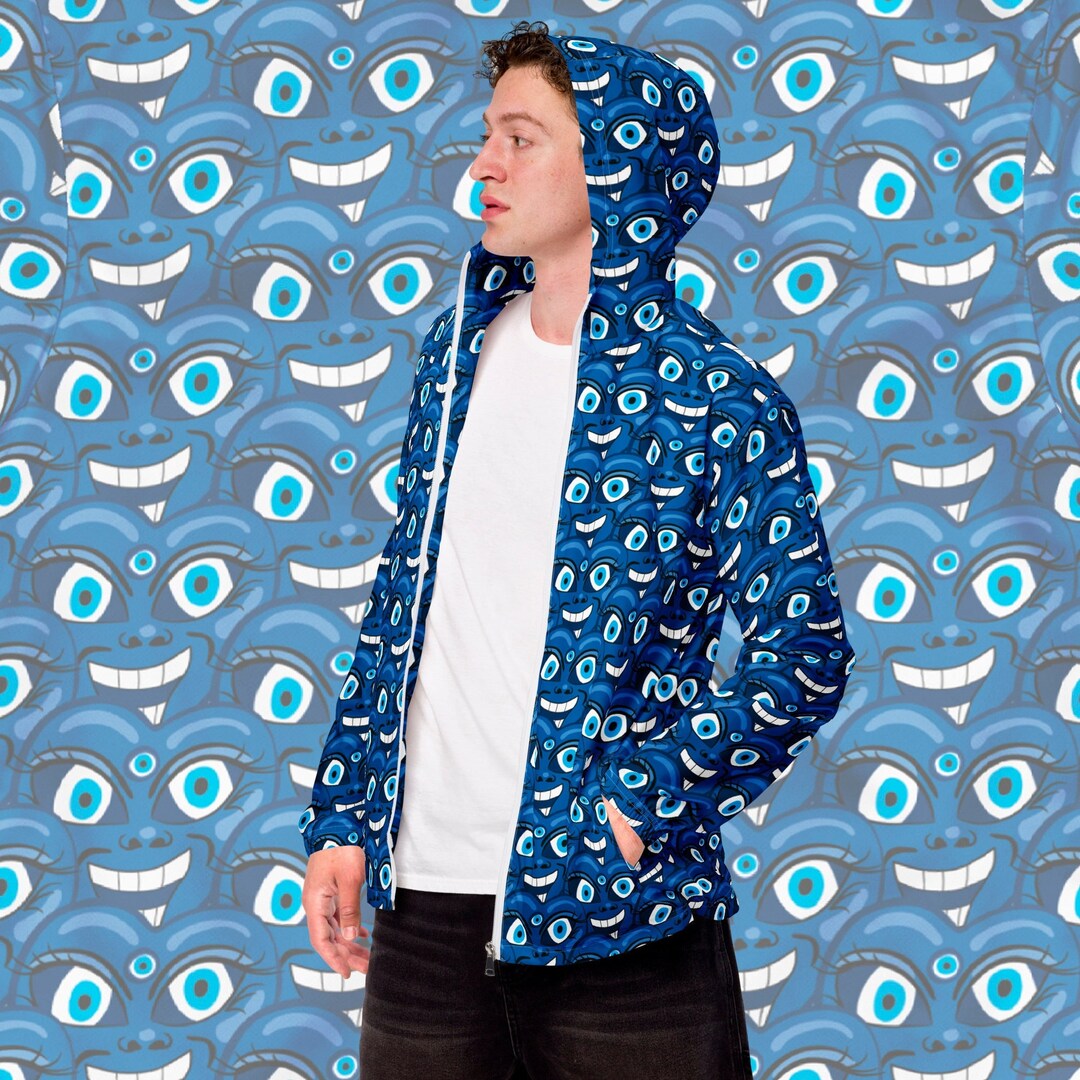 Evil Third Eye Heart Blue Happy Face All Over Print Men’s Windbreaker ...
