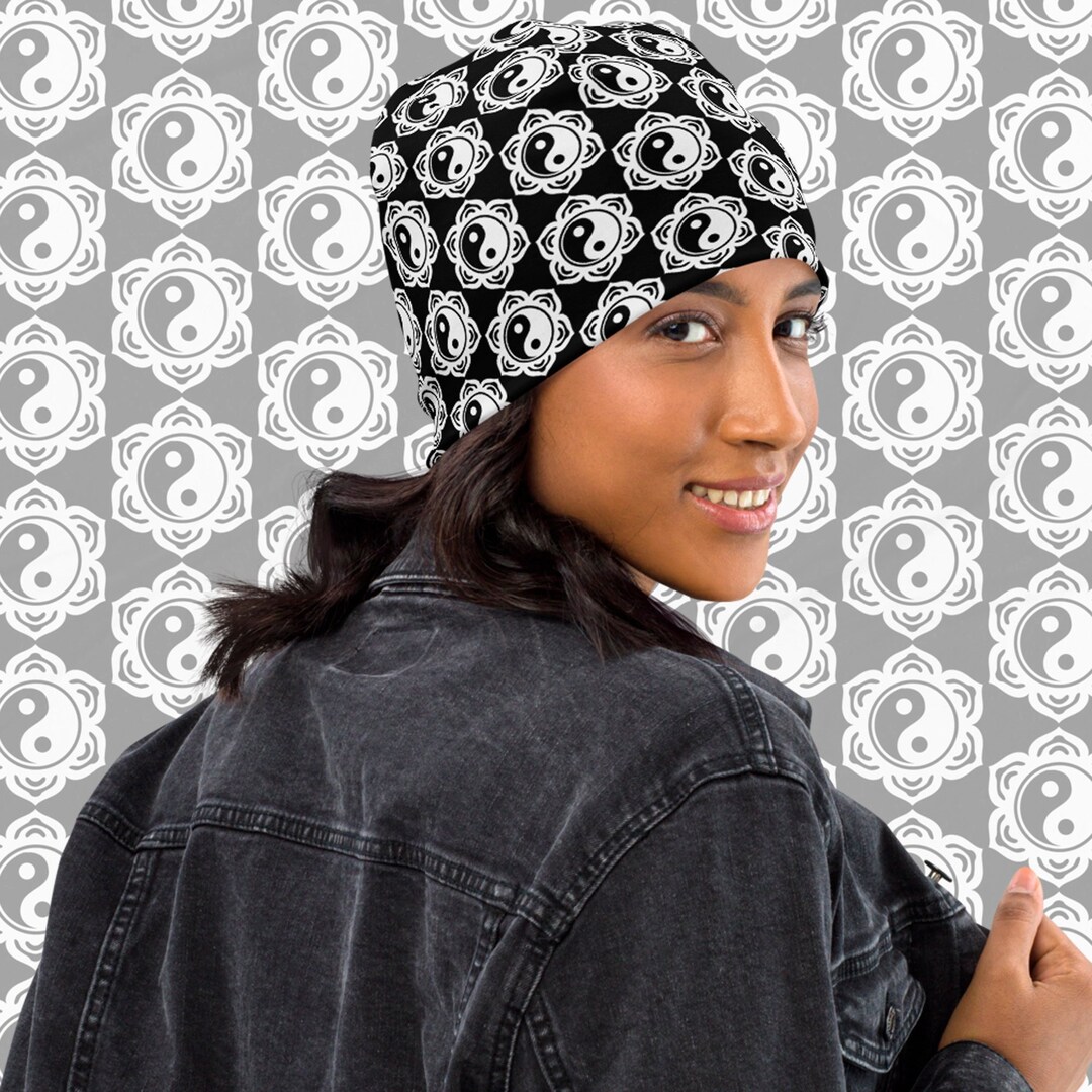 Yin Yang Lotus Beanie Mental Health Self Care Positive Inspirational ...