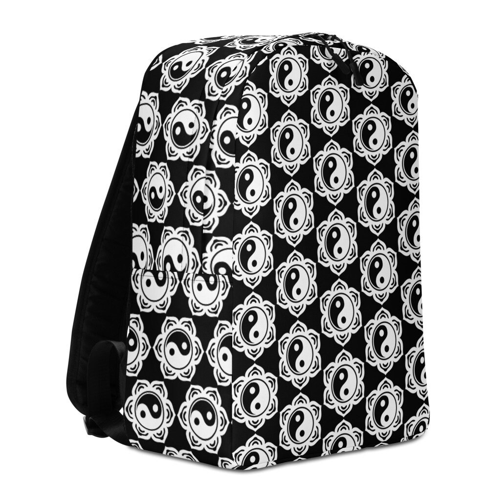 Yin Yang Lotus Flower Motif Minimalist Backpack Mental Health Self Care ...