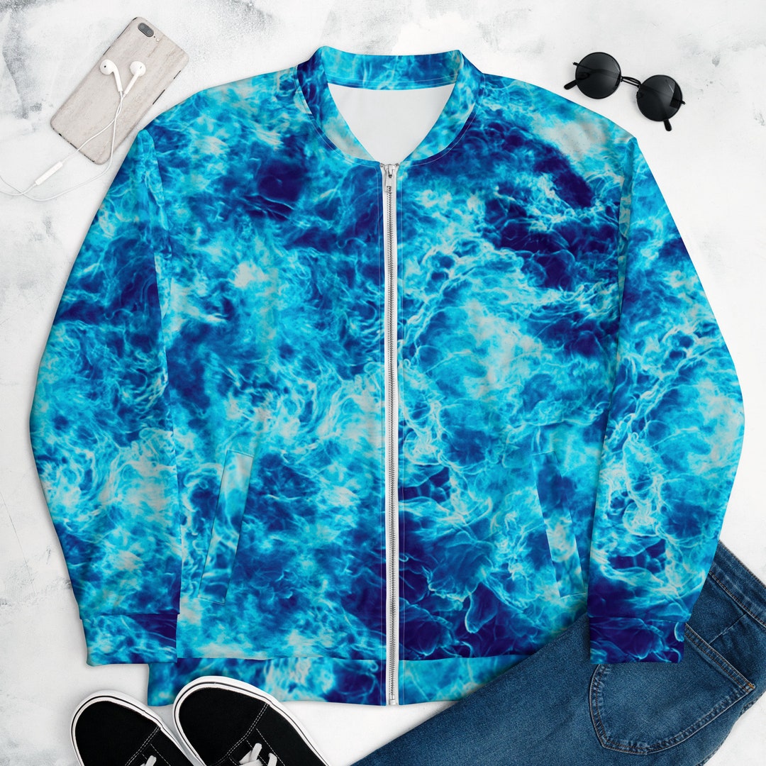 Inferno Blue Fire Flame Bomber Jacket Sport Athletic All Over Print ...