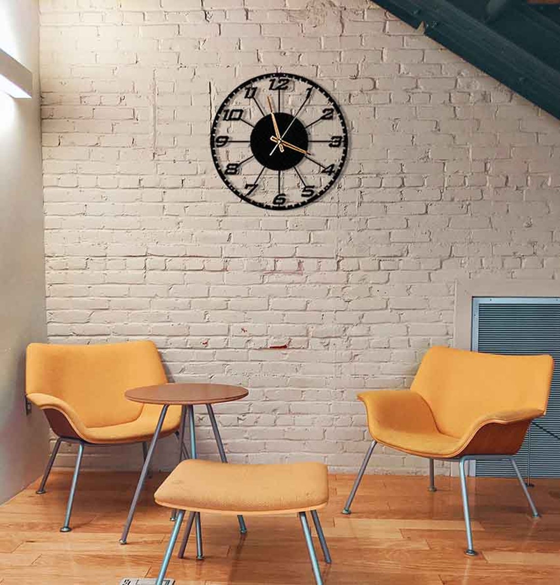 Corsiva Italic Numbers Metal Wall Clock 45cm Modern Designer | Etsy UK