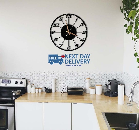 Corsiva Italic Numbers Metal Wall Clock 45cm Modern Designer | Etsy UK