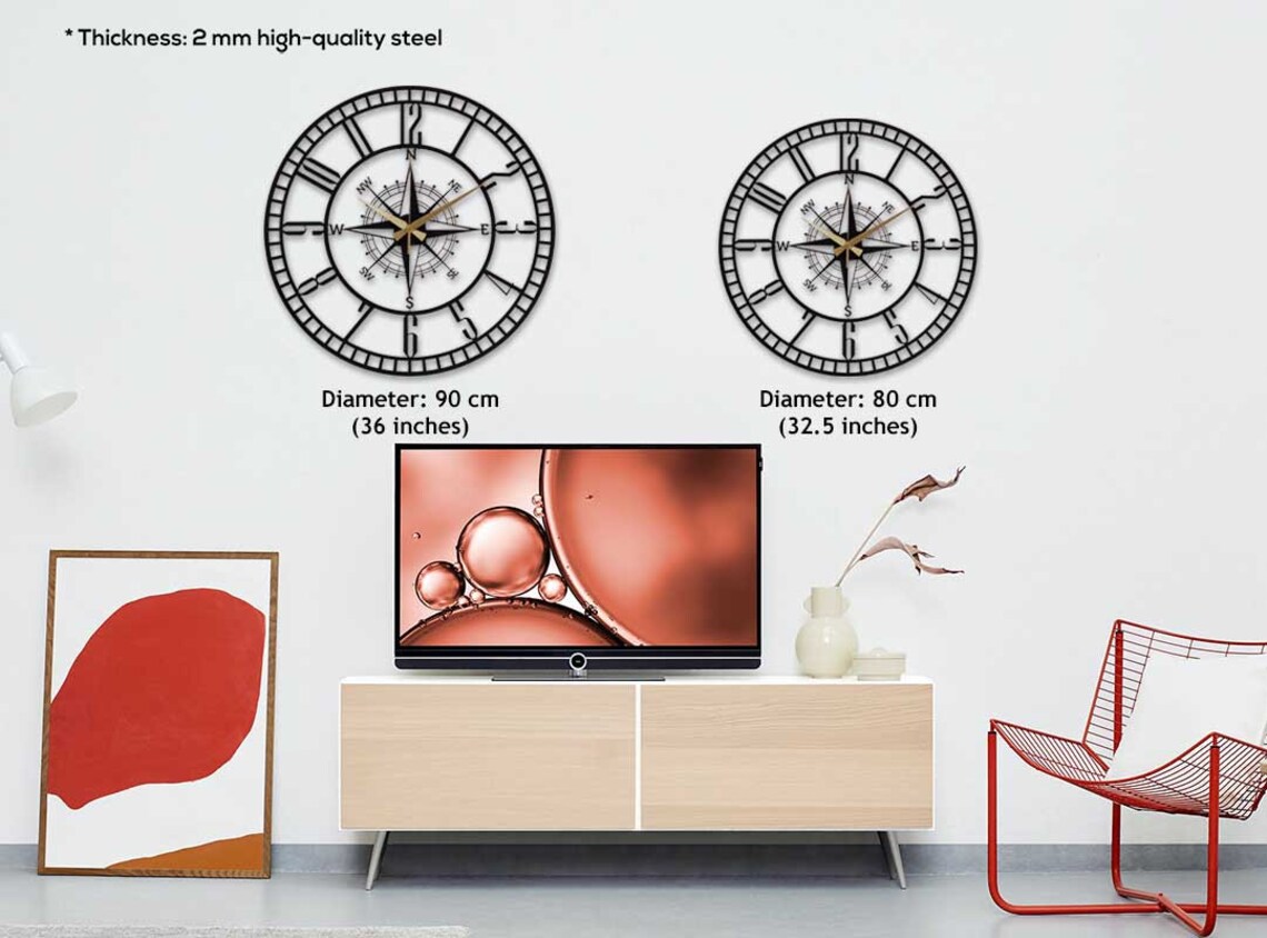 Polaris Oversized Compass Wall Clock 80cm-90cm Extra Large | Etsy