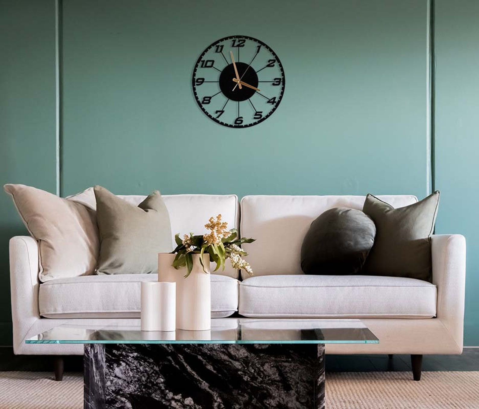 Corsiva Italic Numbers Metal Wall Clock 45cm Modern Designer | Etsy UK