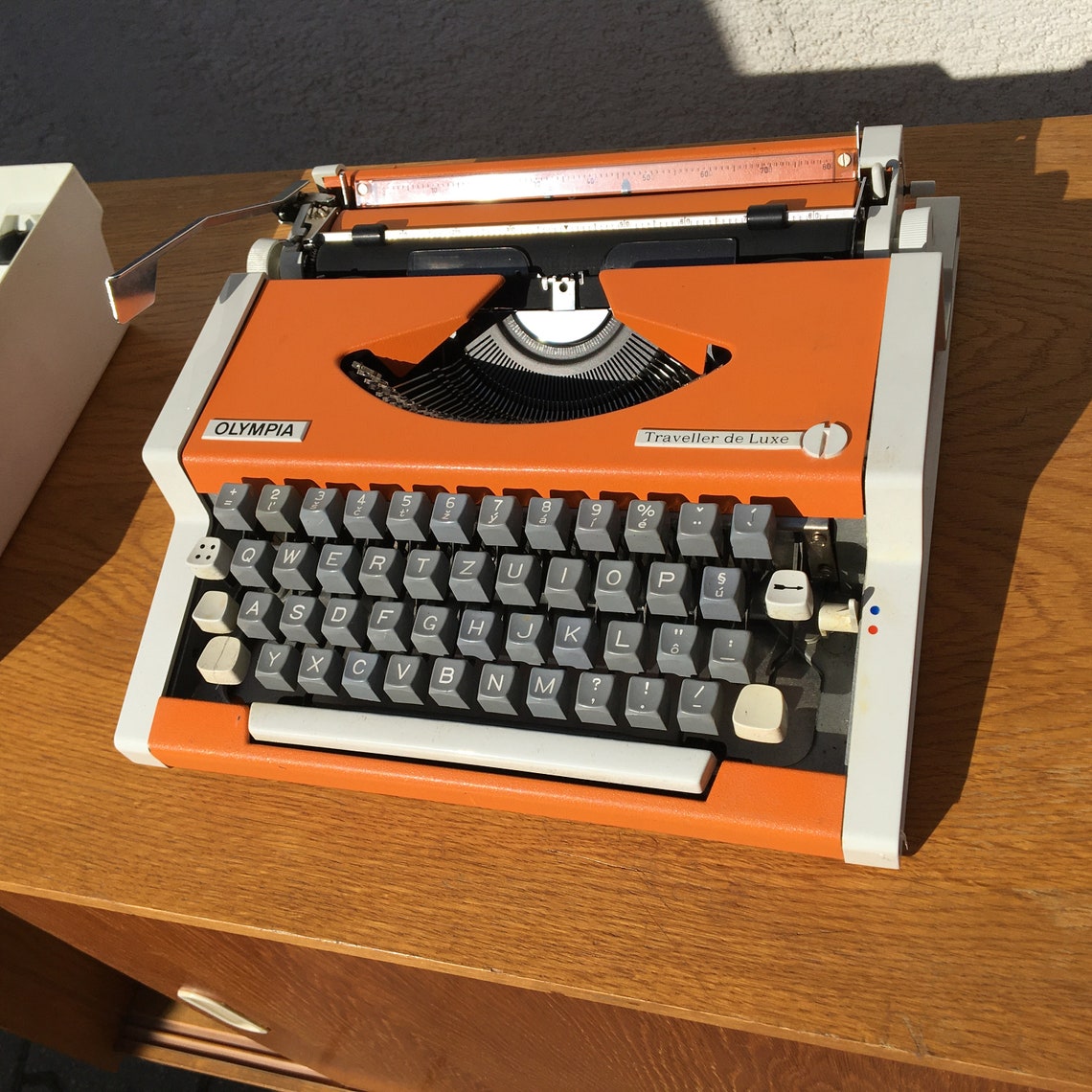 Vintage Orange OLYMPIA Traveler De Luxe Typewriter 70s in - Etsy
