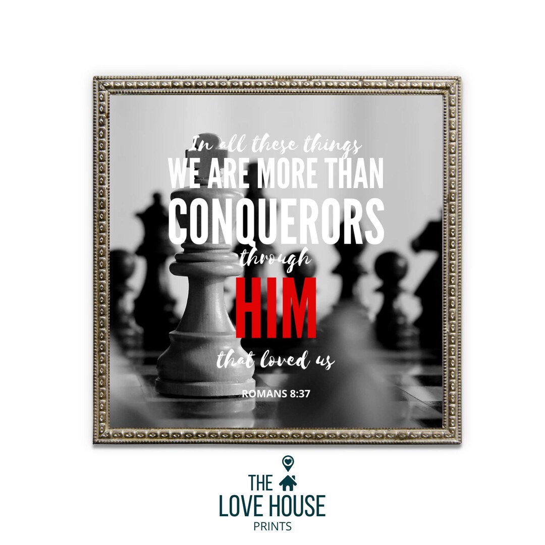 Christian Bible Wall Art We Are More Than Conquerors Romans 8:37 ...