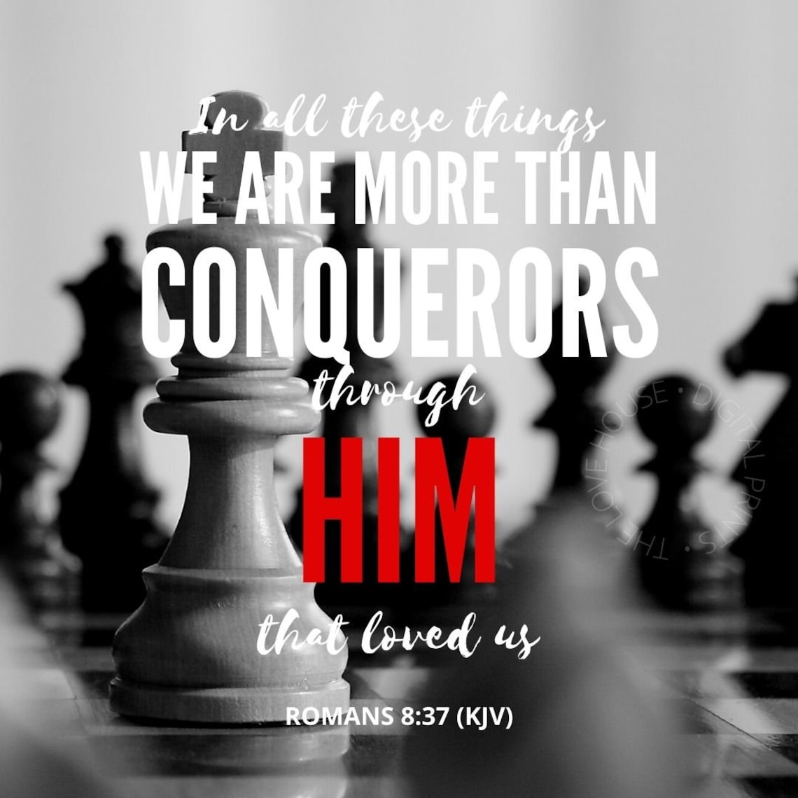 ROMANS 8:37 KJV We are more than conquerors Scripture Wall | Etsy