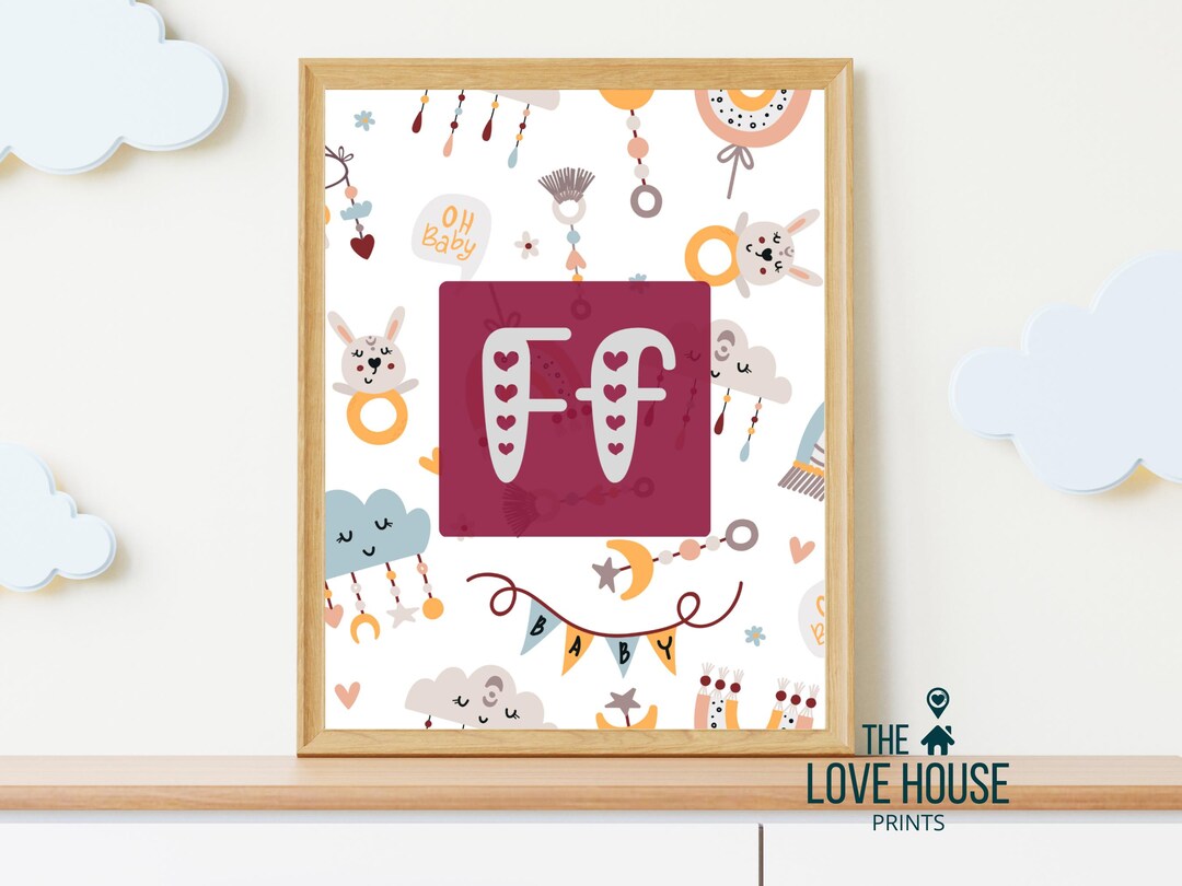 Alphabet Nursery Decor Kids Room Letter F Baby Boy and Girl Room Décor ...