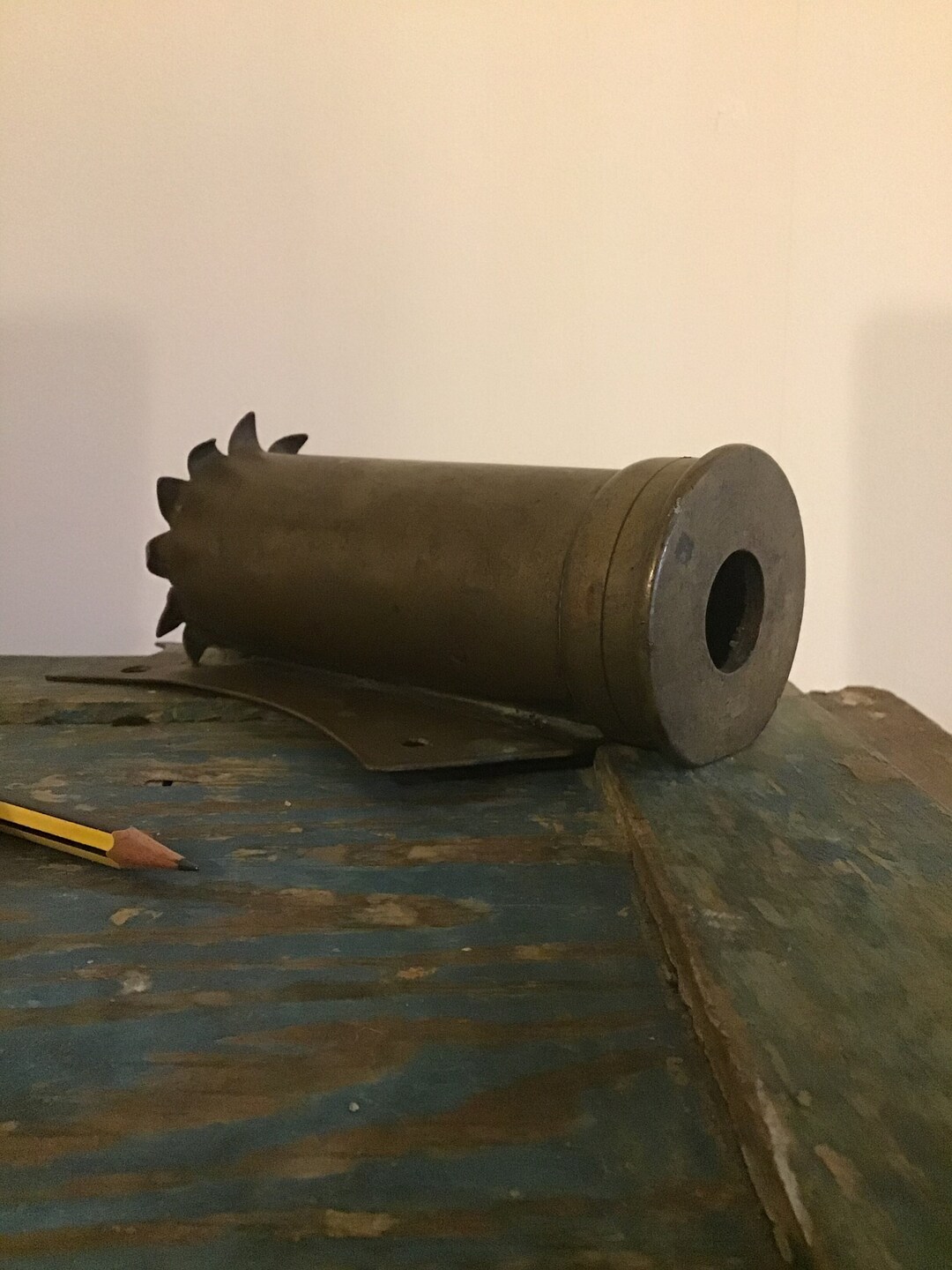 Rare World War Brass Heavy Artillery Shell Wall Decor Man Cave Military ...