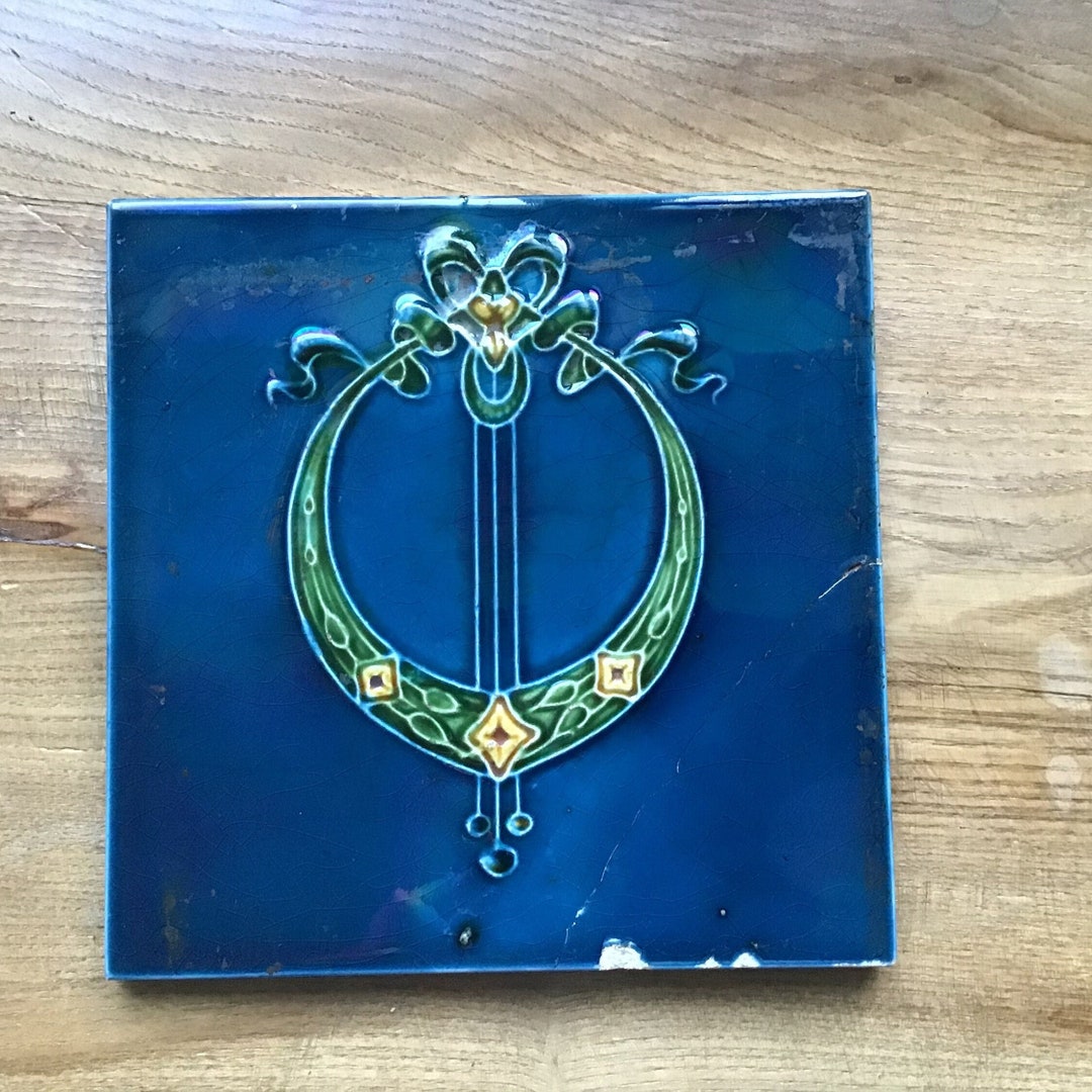 T.A Simpson 1902 Art Nouveau Tile, Blue, Green Rare - Etsy