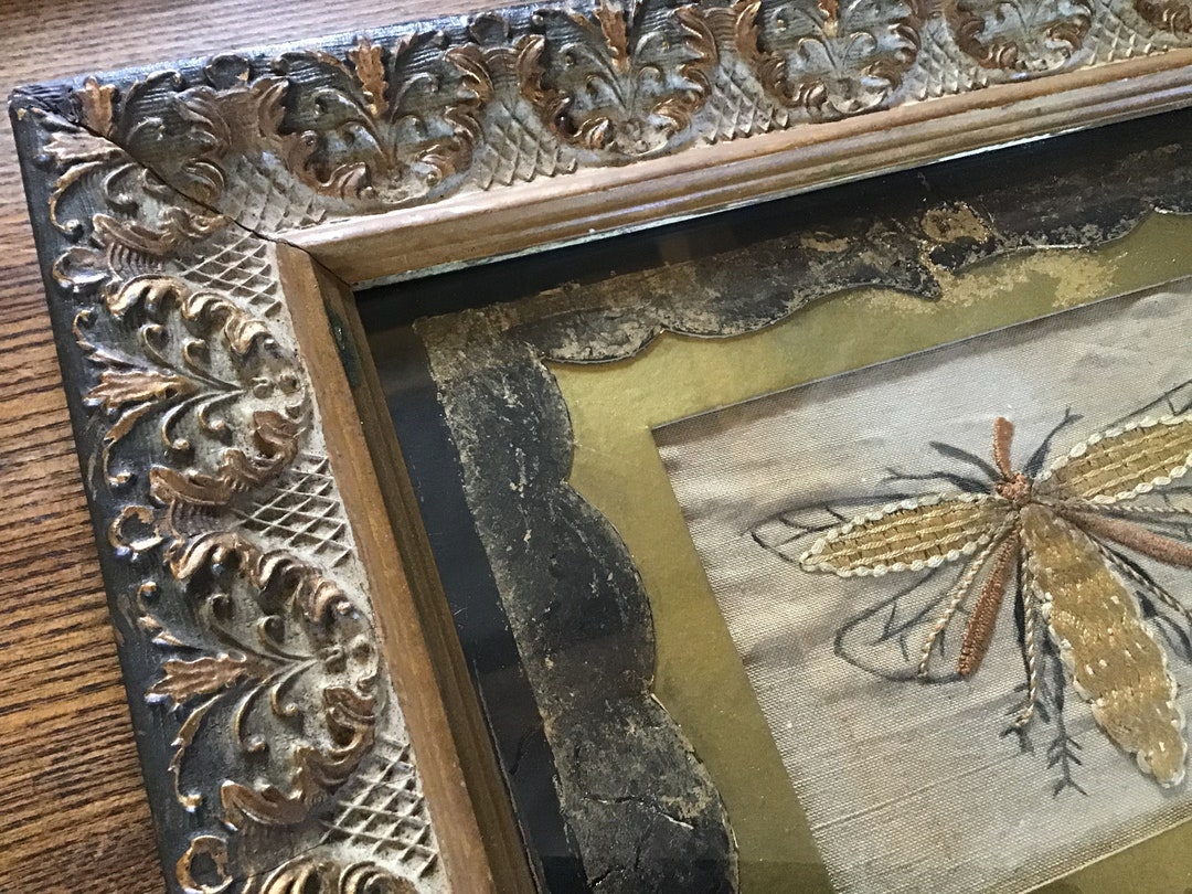 Golden Honey Bee Framed Textile Art Picture Antique Frame - Etsy