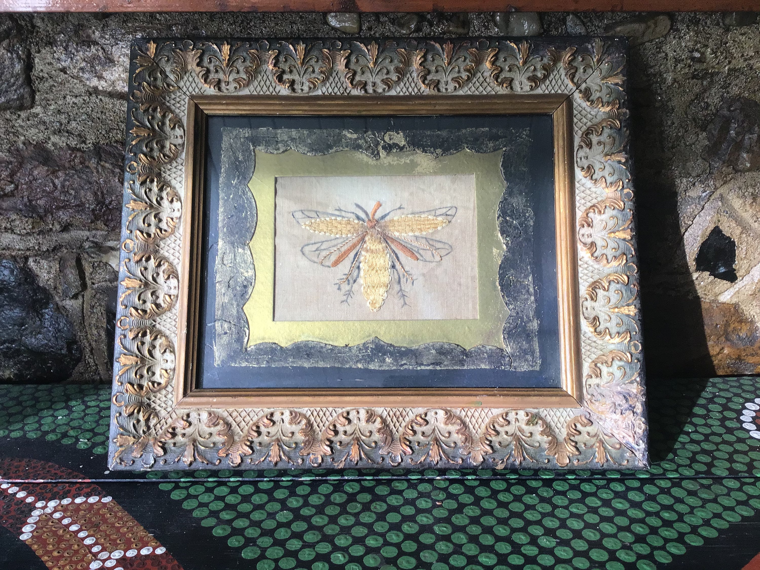 Golden Honey Bee Framed Textile Art Picture Antique Frame - Etsy