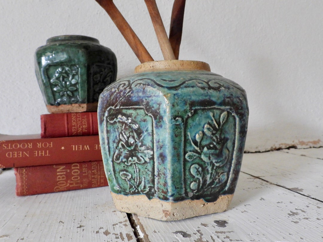Pair of Antique Ginger Jars, Chinese, Kitchen Utensil Holder ...