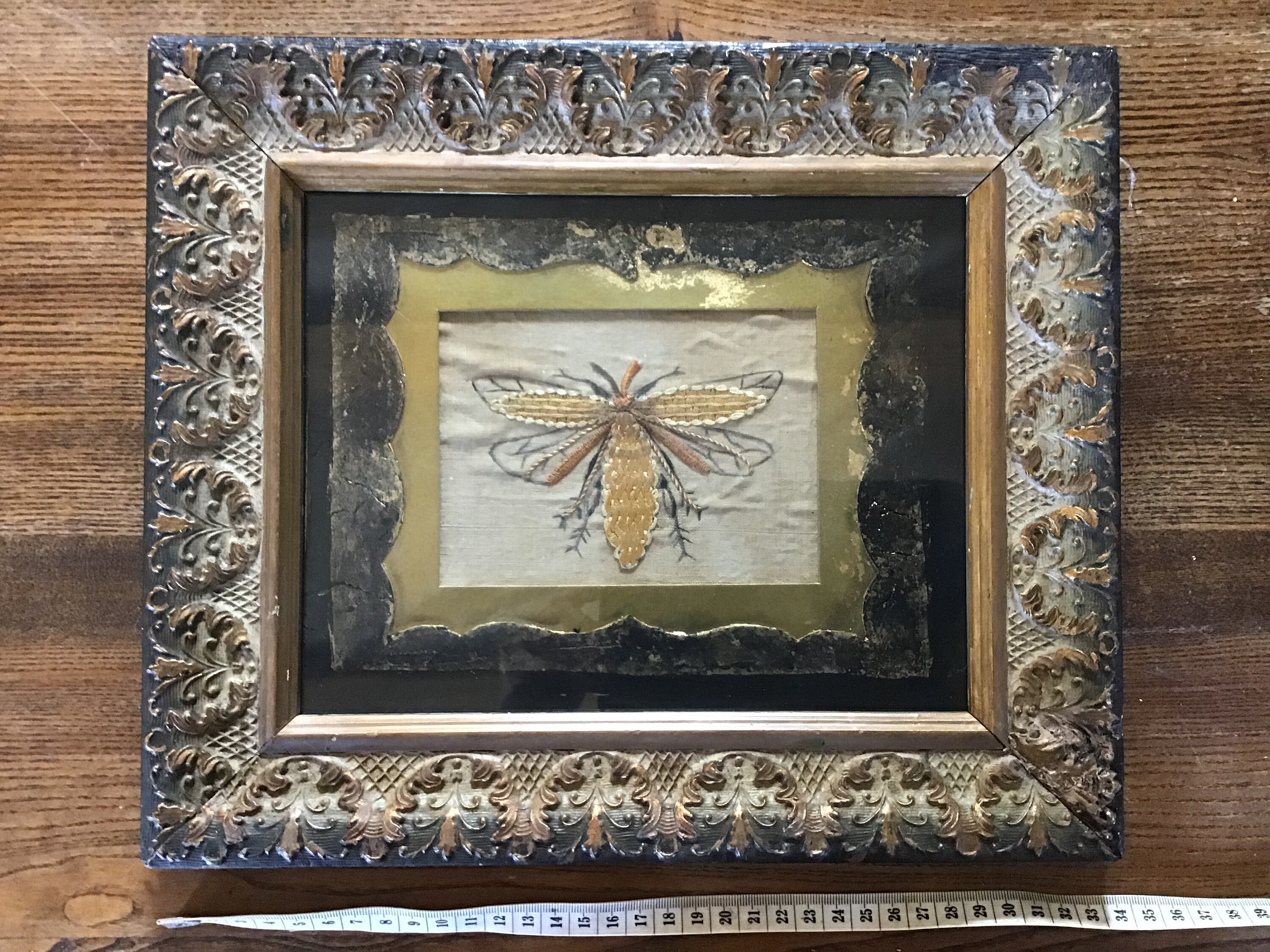 Golden Honey Bee Framed Textile Art Picture Antique Frame - Etsy