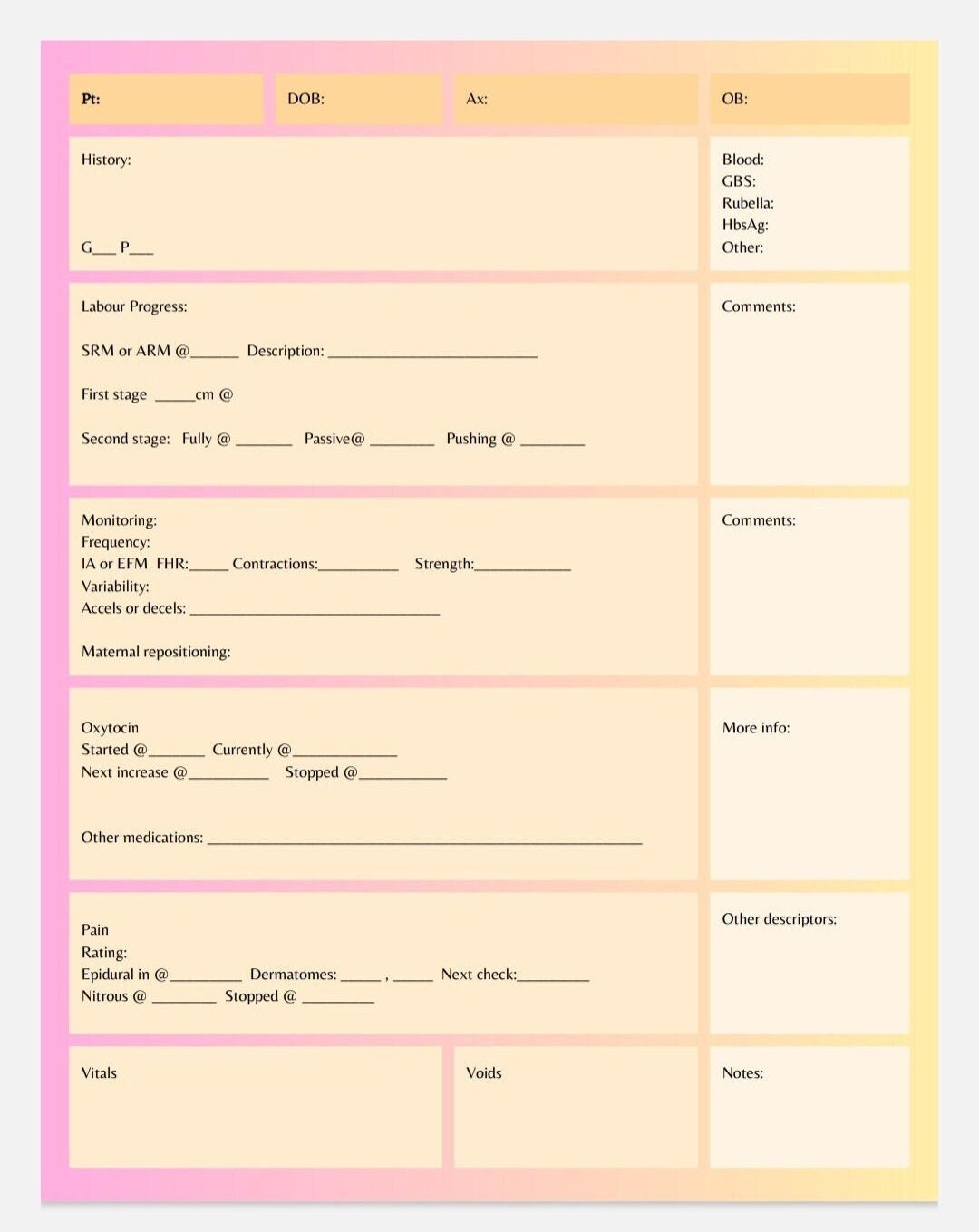 L&D Labour Report Sheet Multicoloured (english) - Etsy