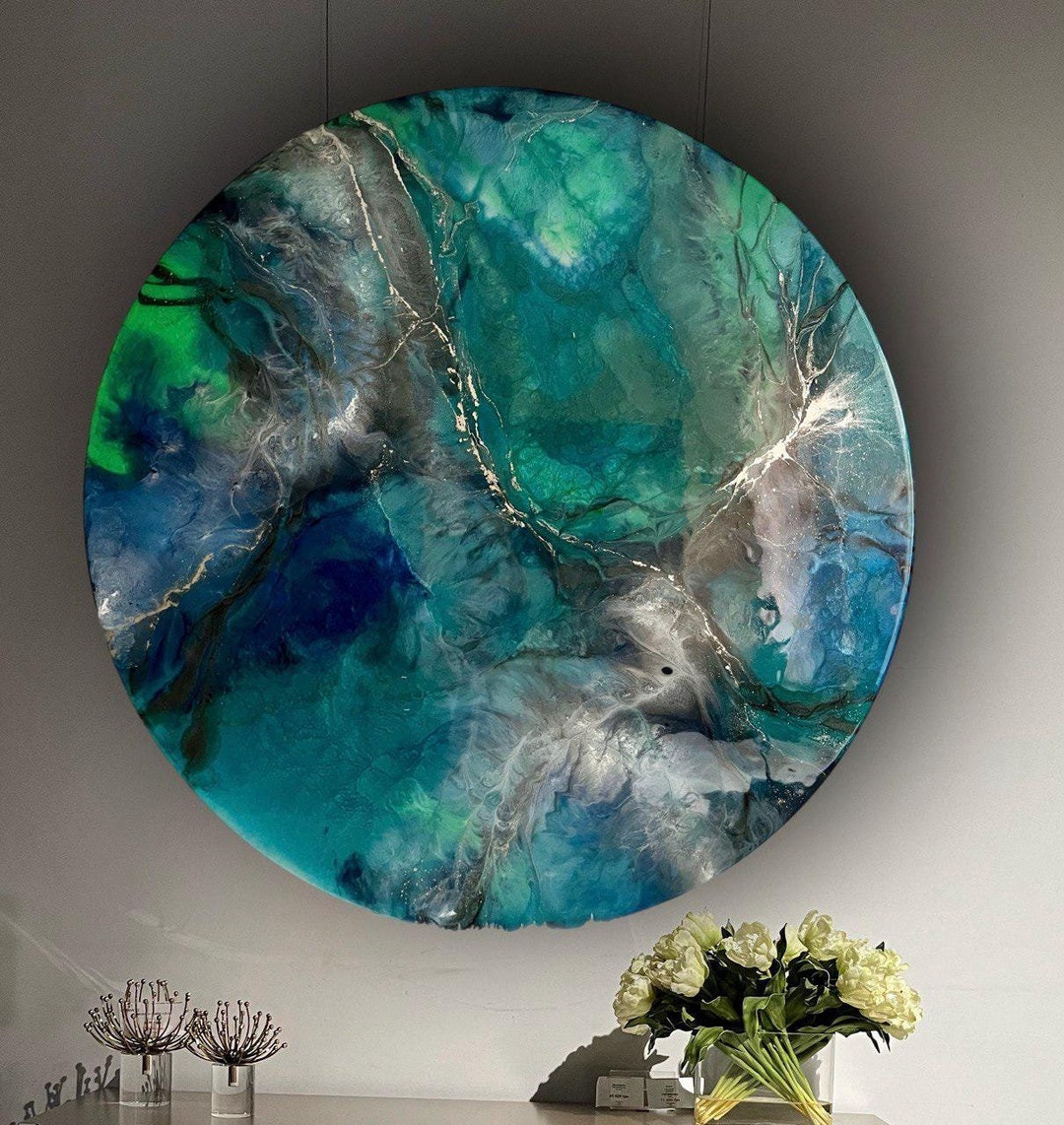 Original Geode Resin Wall Art: Abstract Ocean Epoxy Painting - Etsy