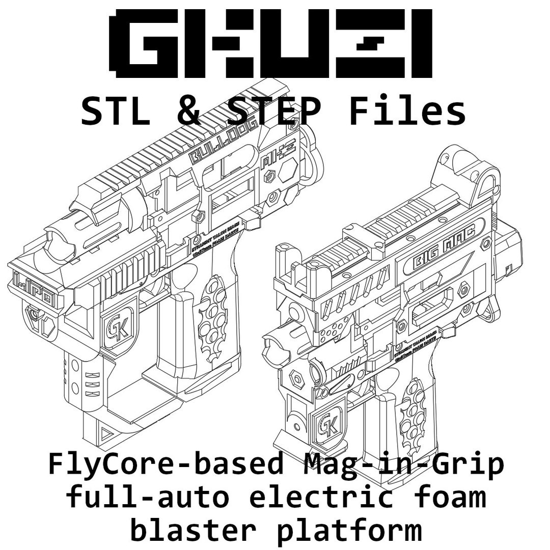 GKUZI FILES - 3D Printed Flycore Based Nerf Dart Blaster - Etsy