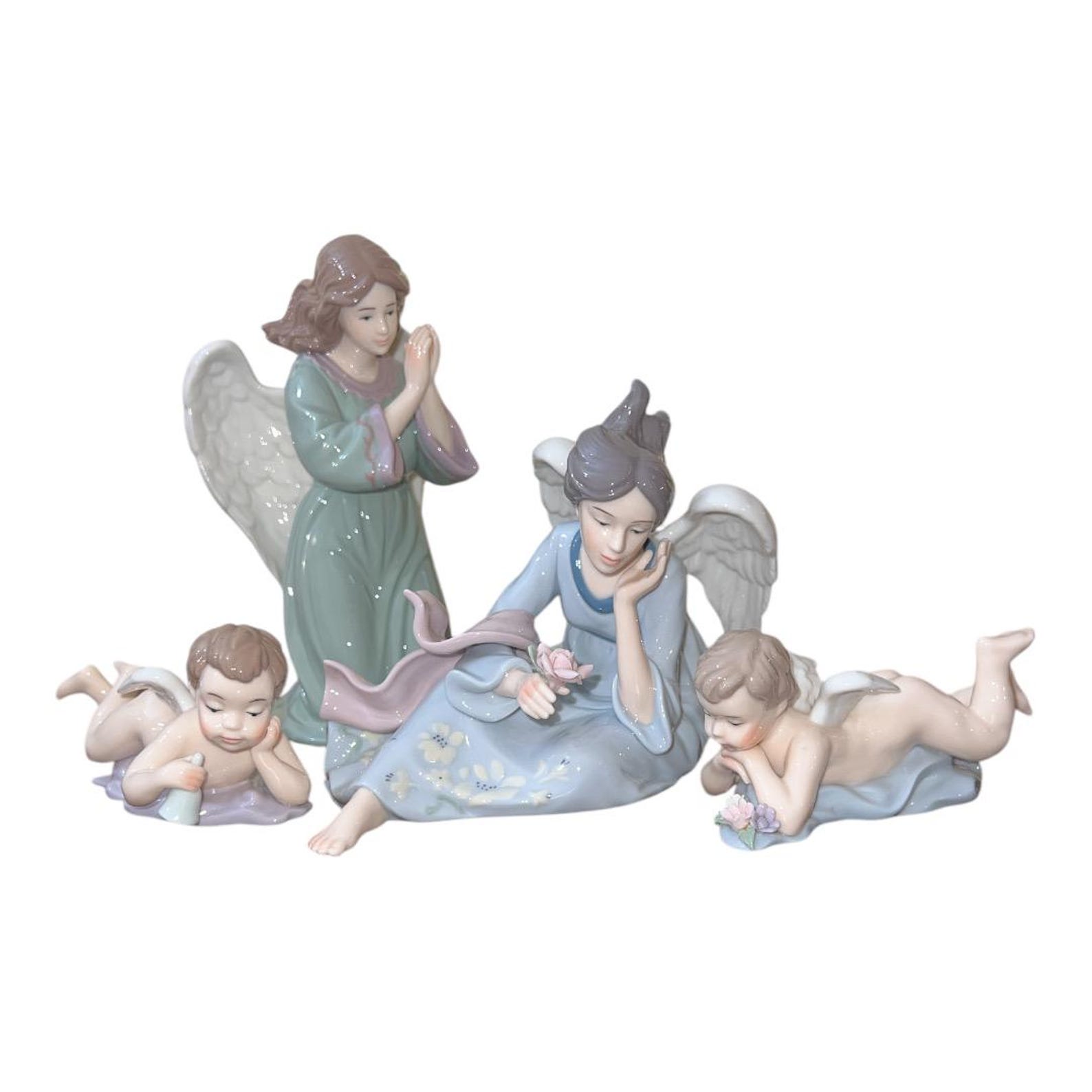 Vintage Porcelain Angel Figurine Set, 4 Pieces, Sizes From 2.75 to 8.5 ...