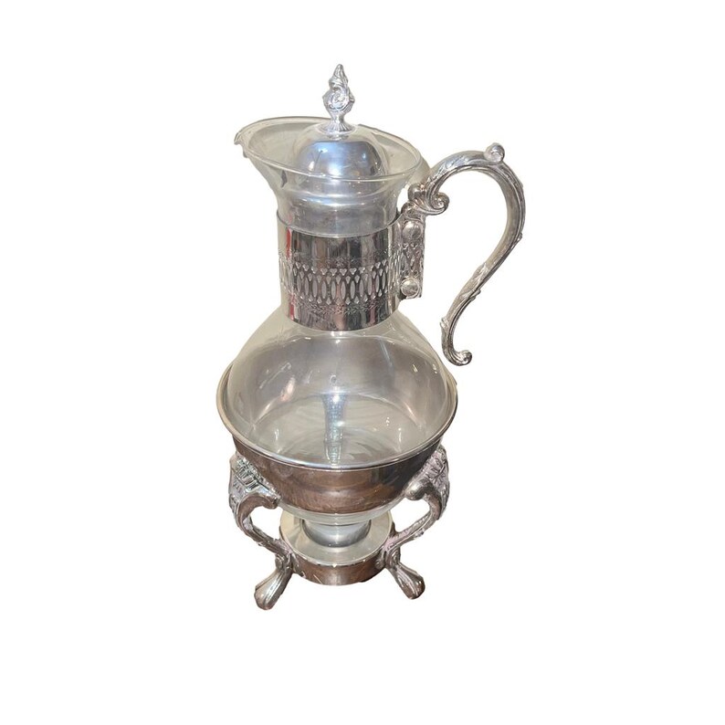 Vintage Silver Plated French Carafe With Warmer Stand Etsy