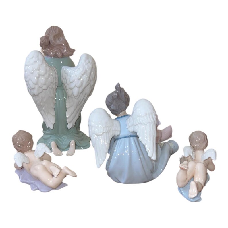 Vintage Porcelain Angel Figurine Set, 4 Pieces, Sizes From 2.75 to 8.5 ...