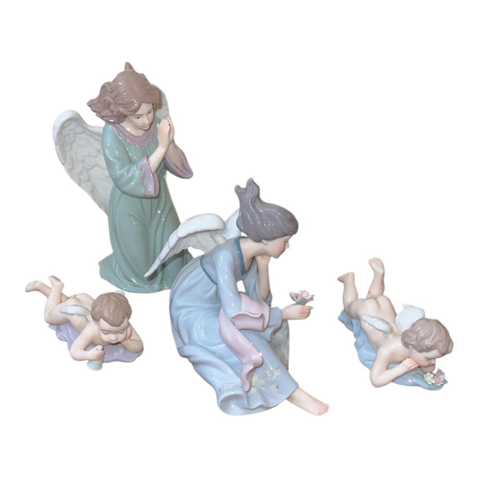 Vintage Porcelain Angel Figurine Set, 4 Pieces, Sizes From 2.75 to 8.5 ...