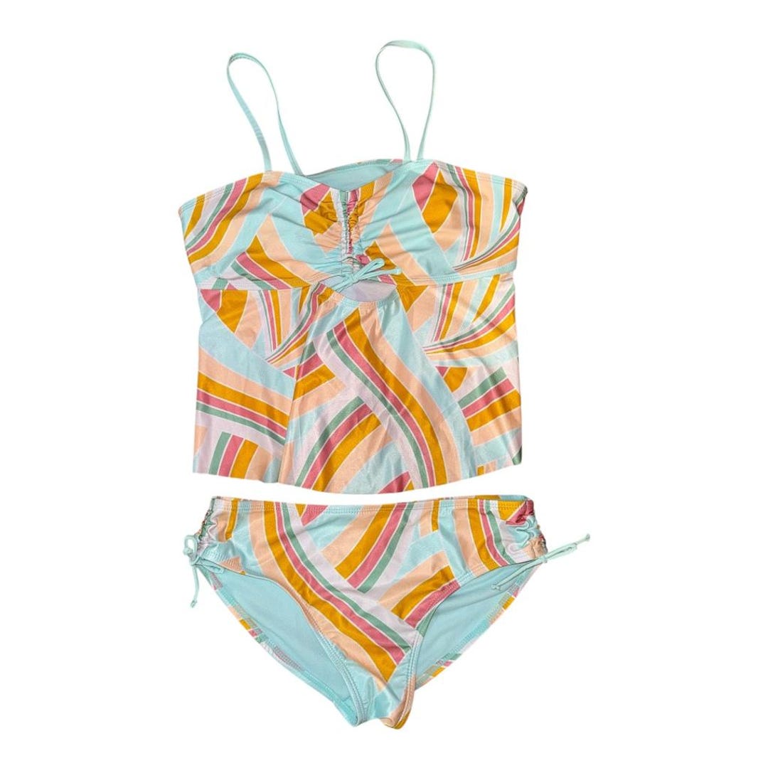 Wonder Nation Two-piece Swimsuit, Geometric Print, Mint and Orange, XL ...