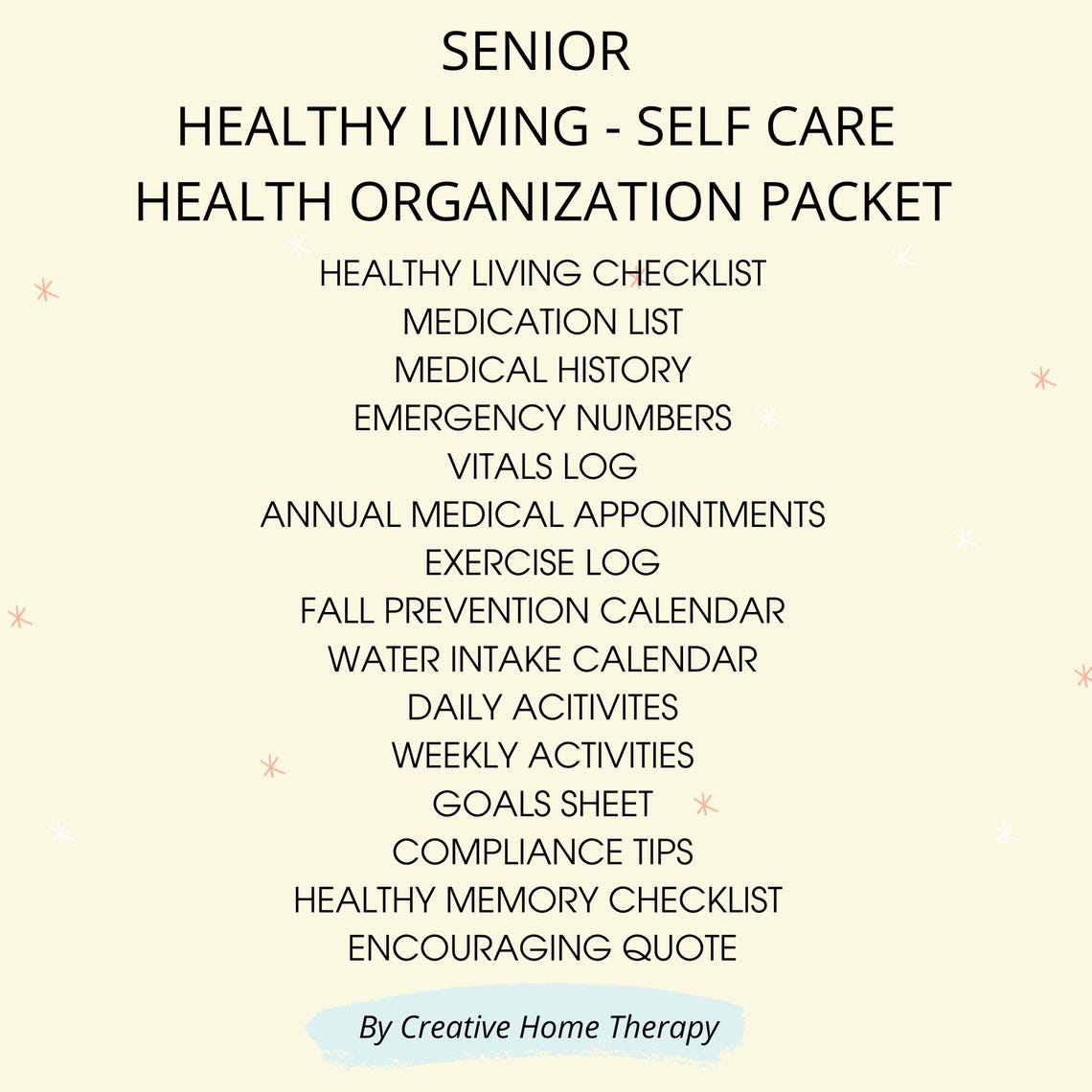 Senior Healthy Living Self Care Instant Download 15 Page Packet. Health ...