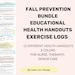 Fall Prevention Bundle Educational Health Handouts Therapist Nurse ...