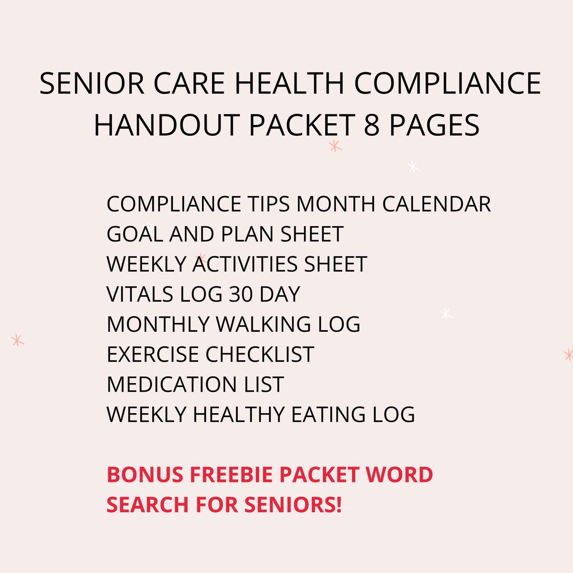 Senior Living Health Care Packet Caregivers Nurses. Exercise & Instant ...
