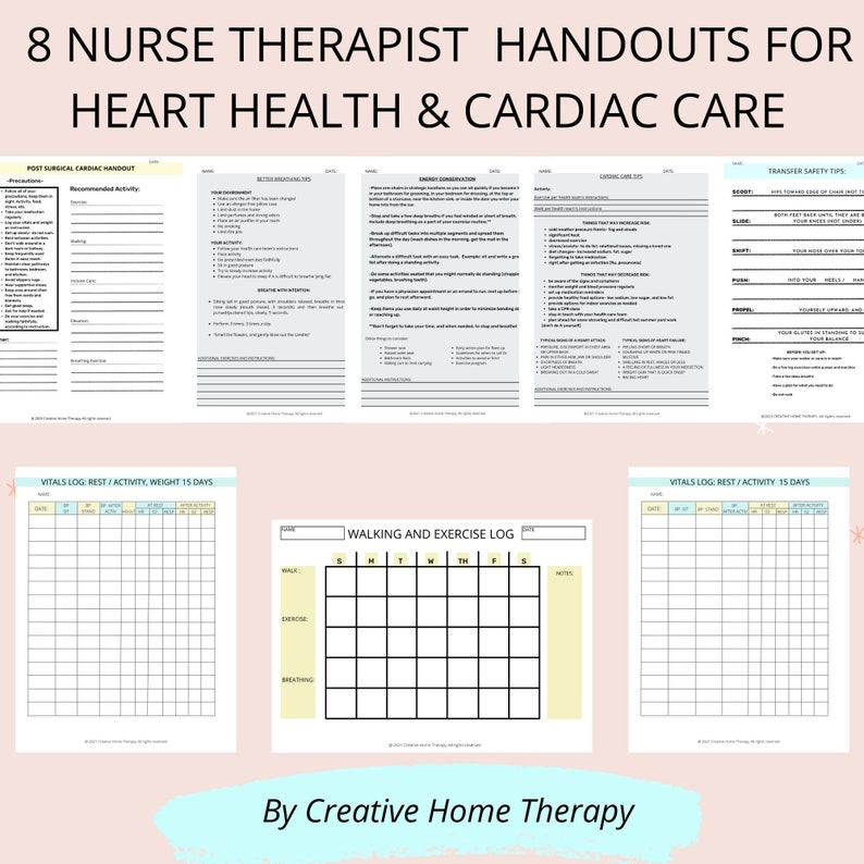 Heart Health Handouts Cardiac Care Nurse Packet Therapist - Etsy