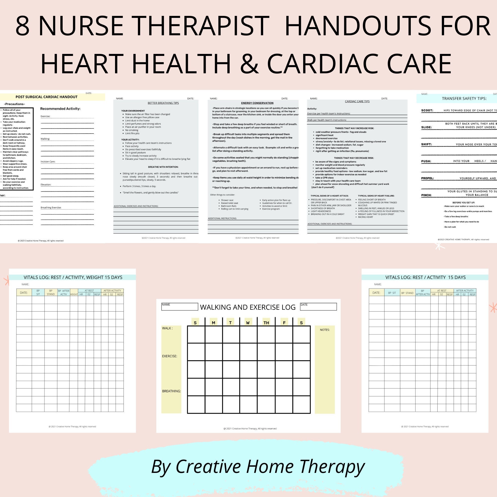 Heart Health Handouts Cardiac Care Nurse Packet Therapist - Etsy