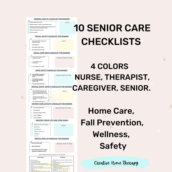Senior Care Checklists - Etsy