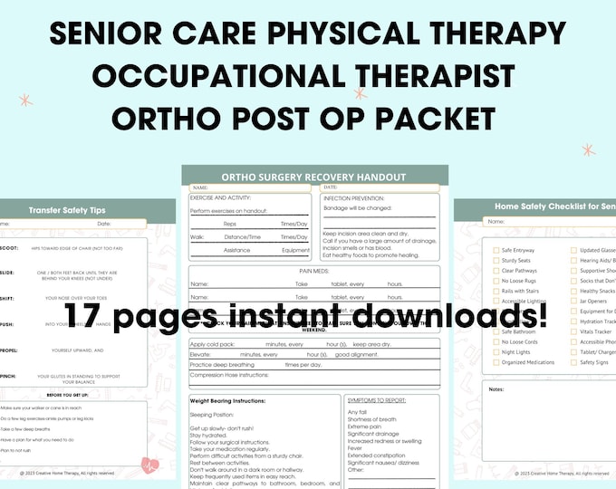 Orthopedic Surgery Recovery Health Packet for Home Care Nurse Therapist ...